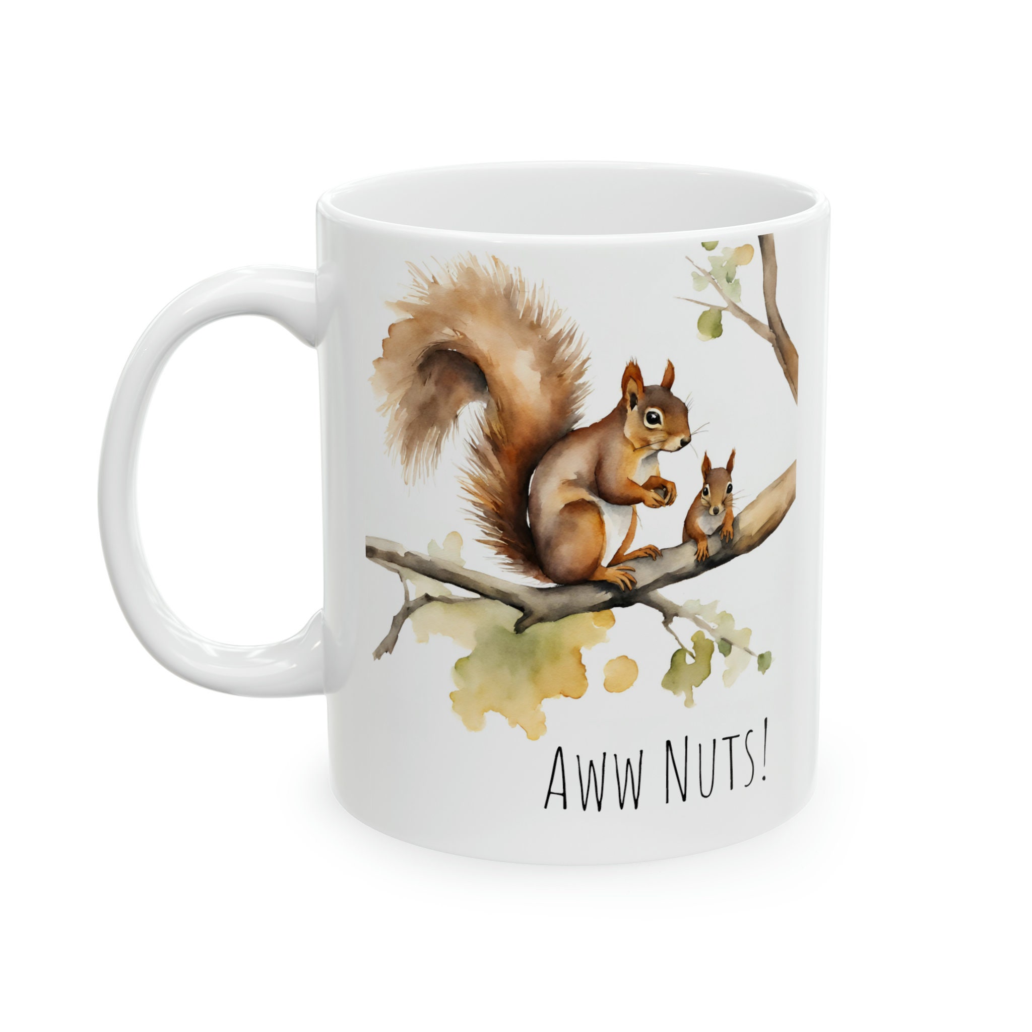 Aww Nuts Squirrel Family, Watercolor Ceramic Mug, 11oz - Etsy