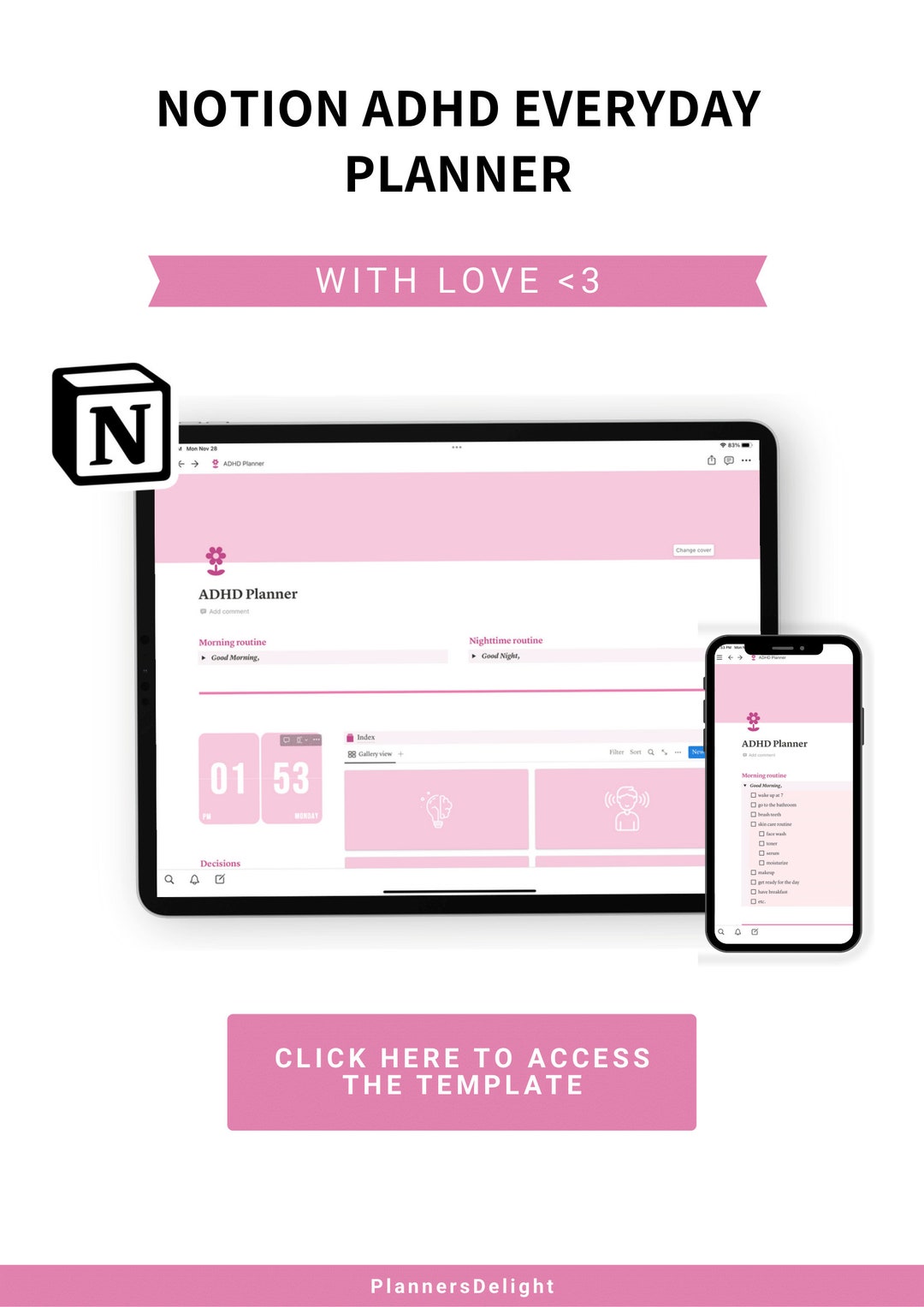 Notion Template ADHD, Notion Life Plan All in One Template Notion ...