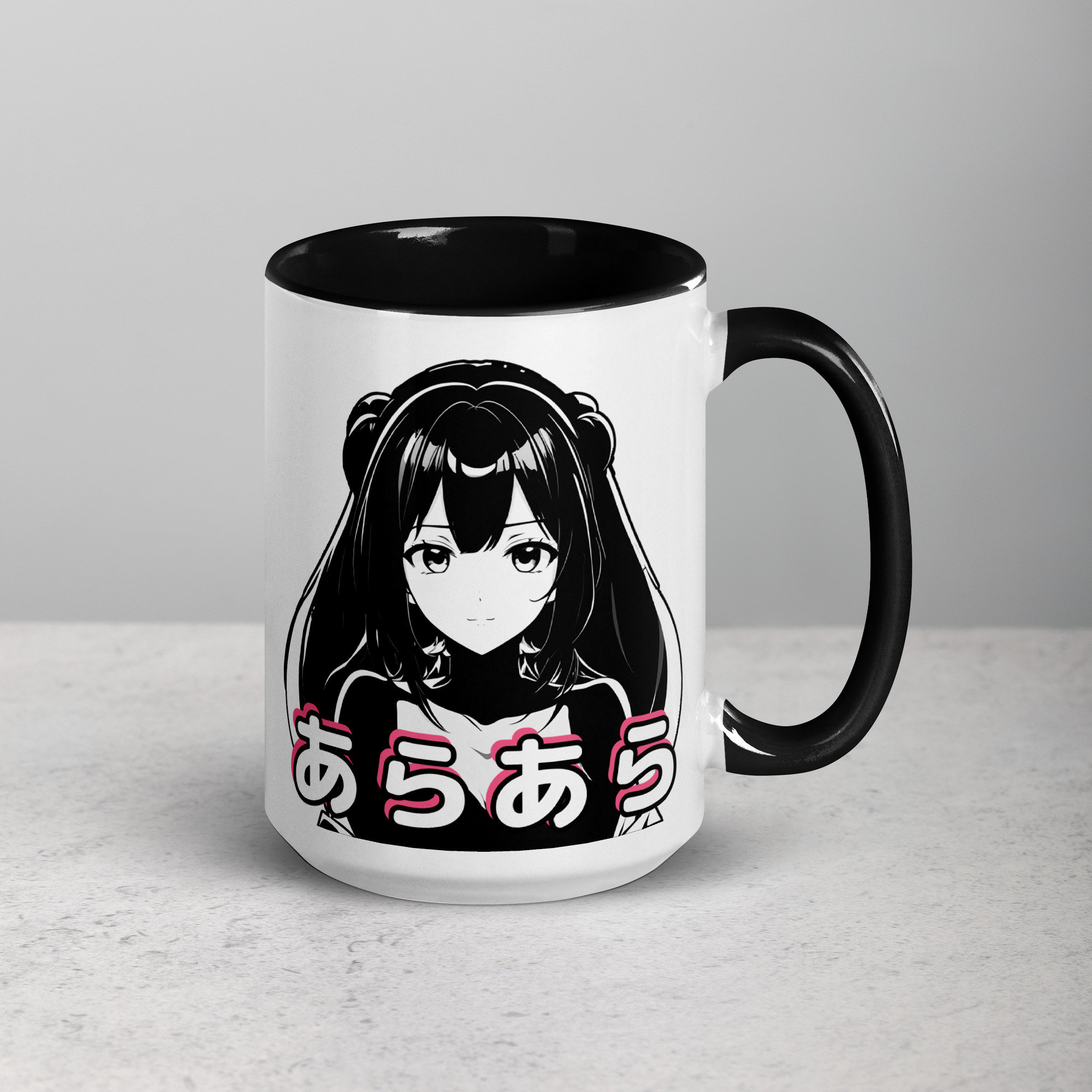 Anime Girl Coffee Mug, Black and White Mug, Ara Ara Mug, Stylish Anime ...