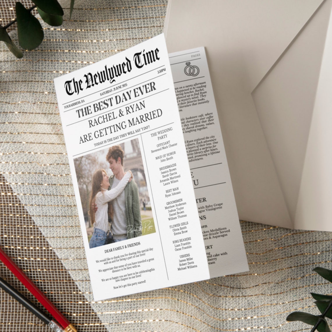 Newspaper Wedding Program Template, Newspaper Club Tabloid Template ...