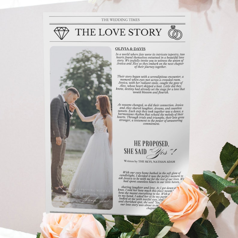 Newspaper Wedding Program Template, Editable Wedding Newspaper Program ...