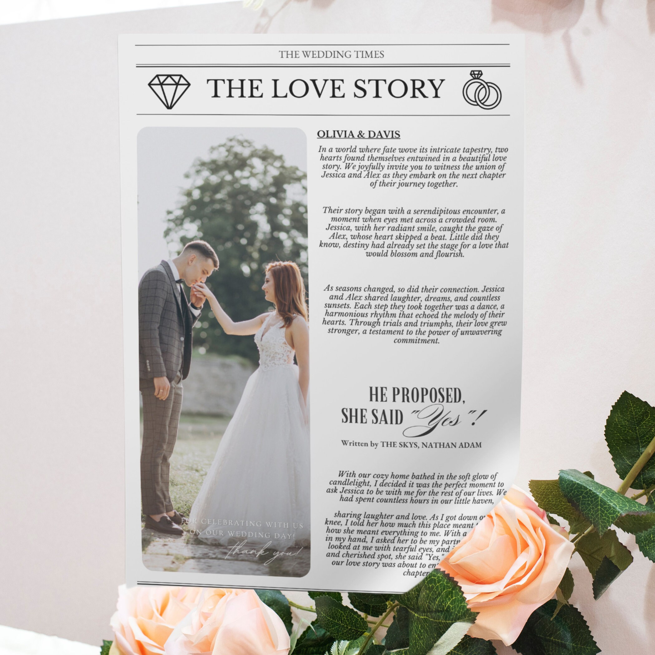 Newspaper Wedding Program Template, Editable Wedding Newspaper Program ...