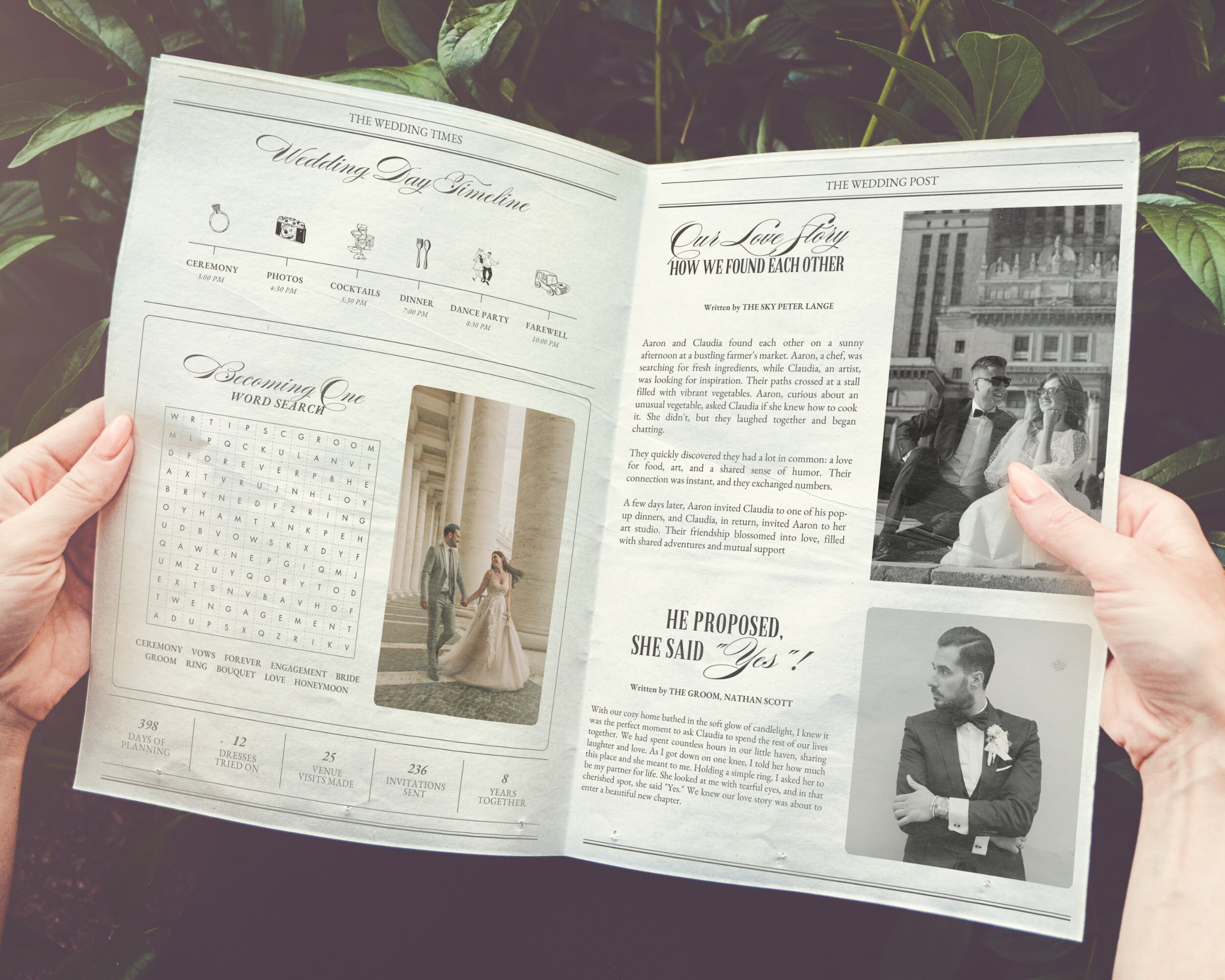 Newspaper Wedding Program Template, Editable Wedding Newspaper Program ...