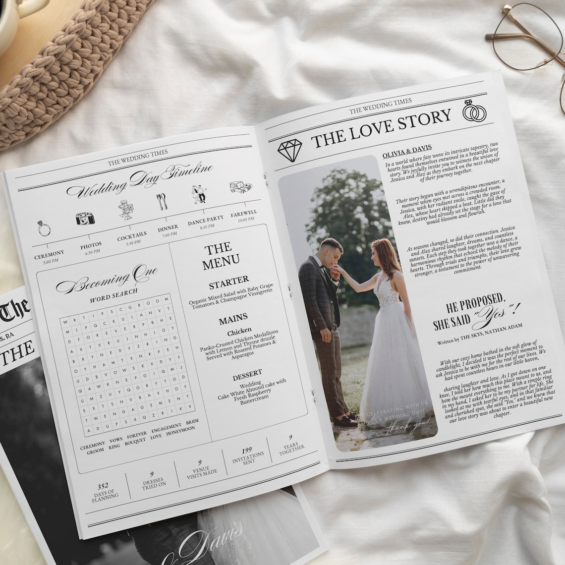Newspaper Wedding Program Template, Editable Wedding Newspaper Program ...