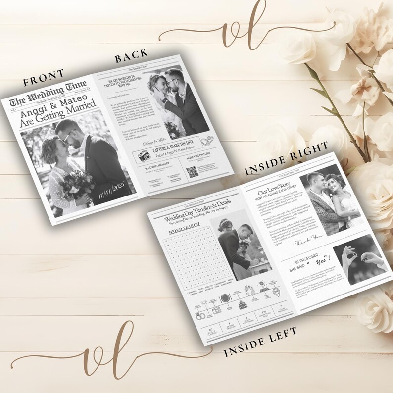 Wedding Newspaper Template, Wedding Newspaper Program, Newspaper ...