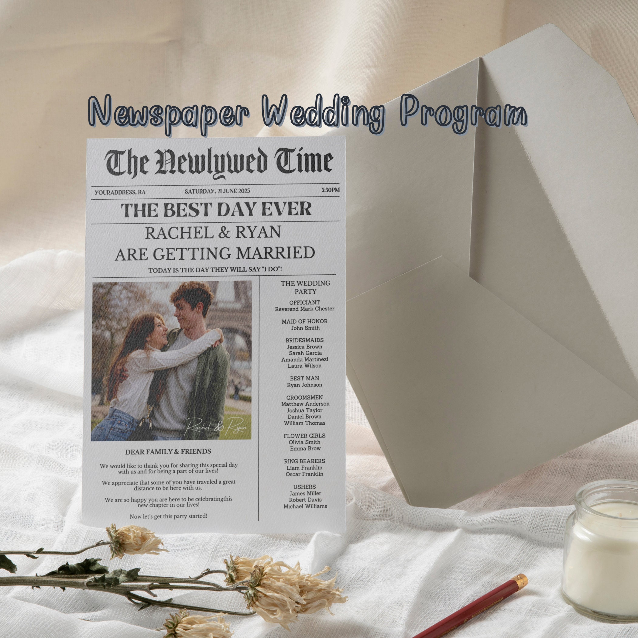 Newspaper Wedding Program Template, Newspaper Club Tabloid Template ...