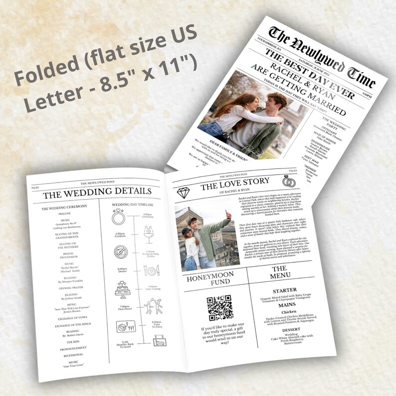 Newspaper Wedding Program Template, Newspaper Club Tabloid Template ...