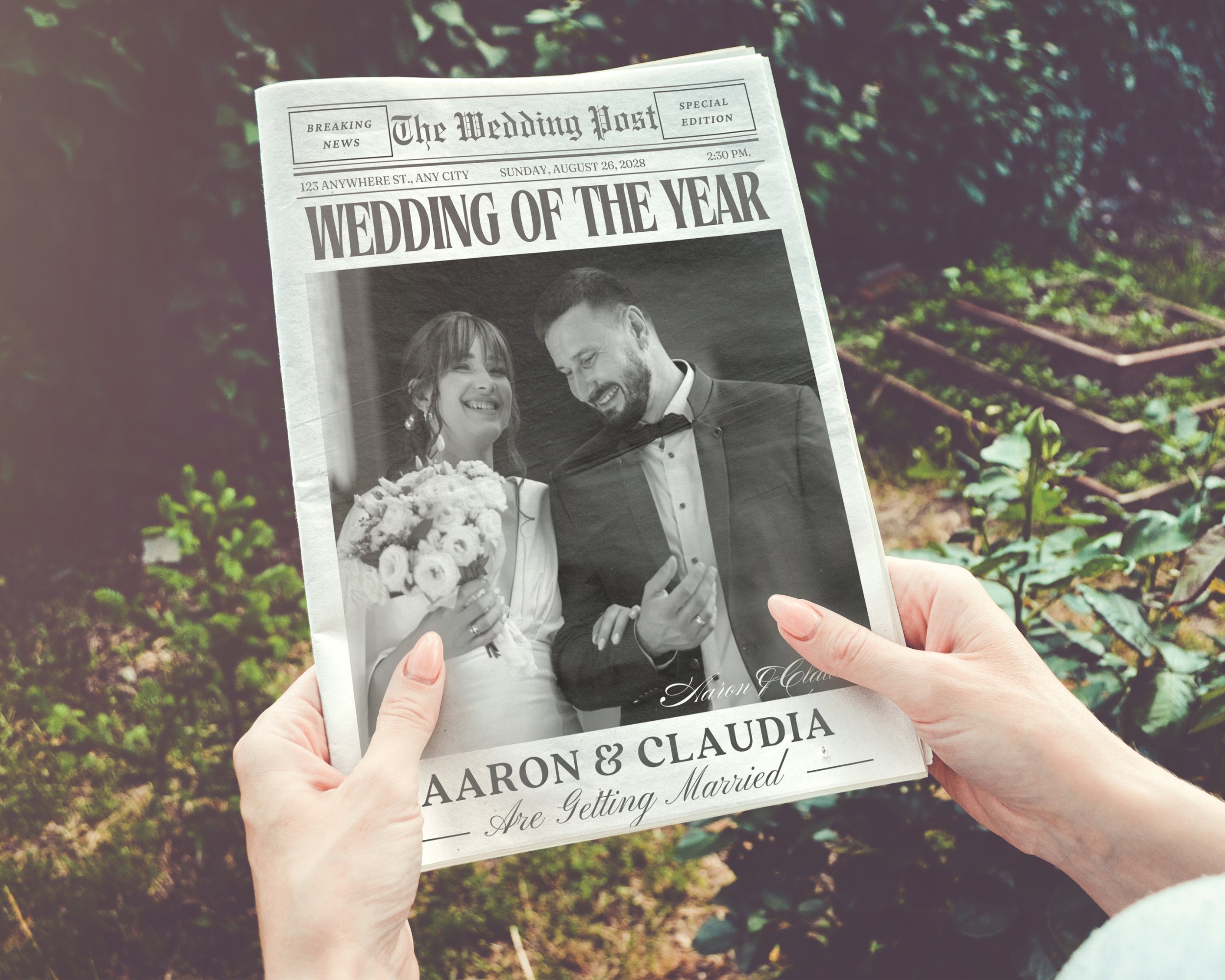 Newspaper Wedding Program Template, Editable Wedding Newspaper Program ...