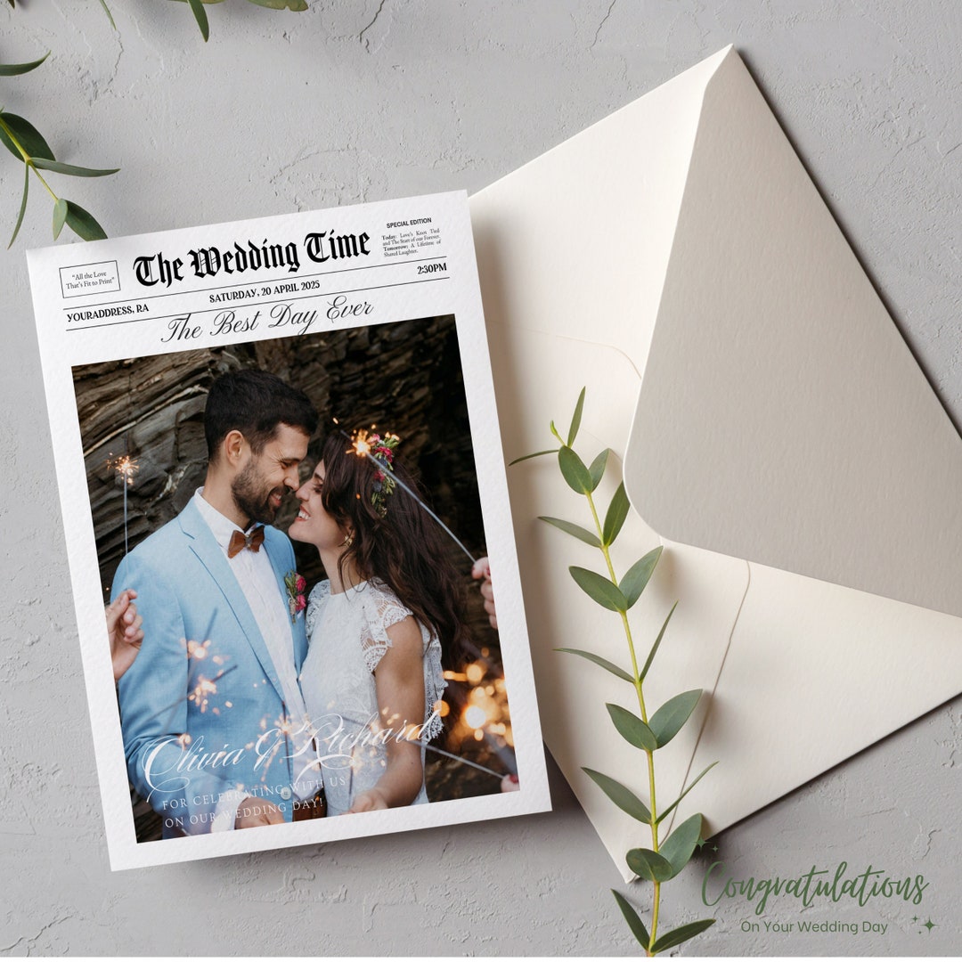 Newspaper Wedding Program Template, 2 Sided Editable Newspaper Wedding ...
