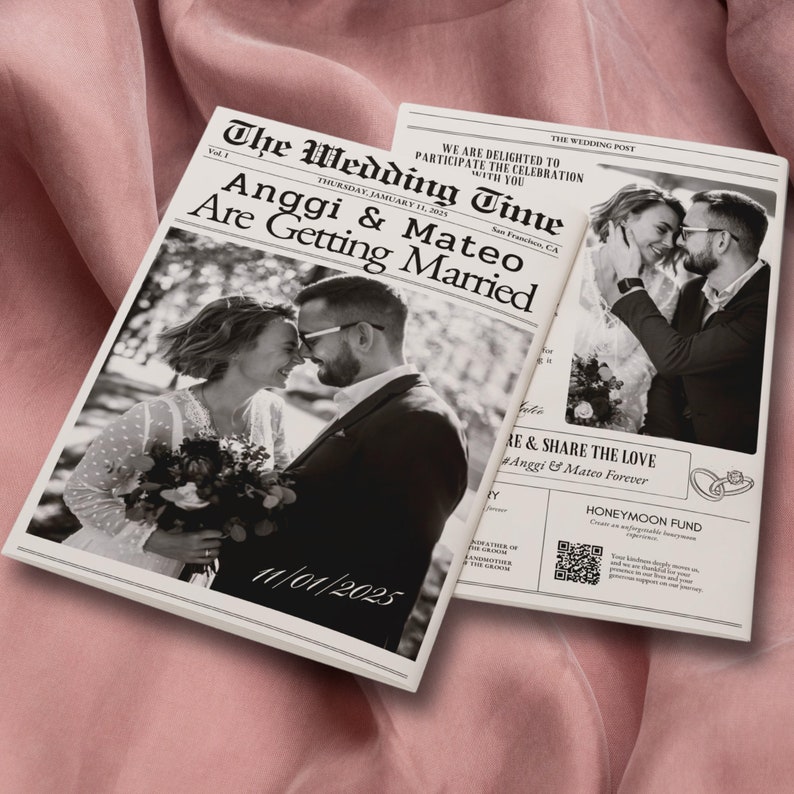 Editable Newspaper Wedding Program Template, Folded Wedding Newspaper ...