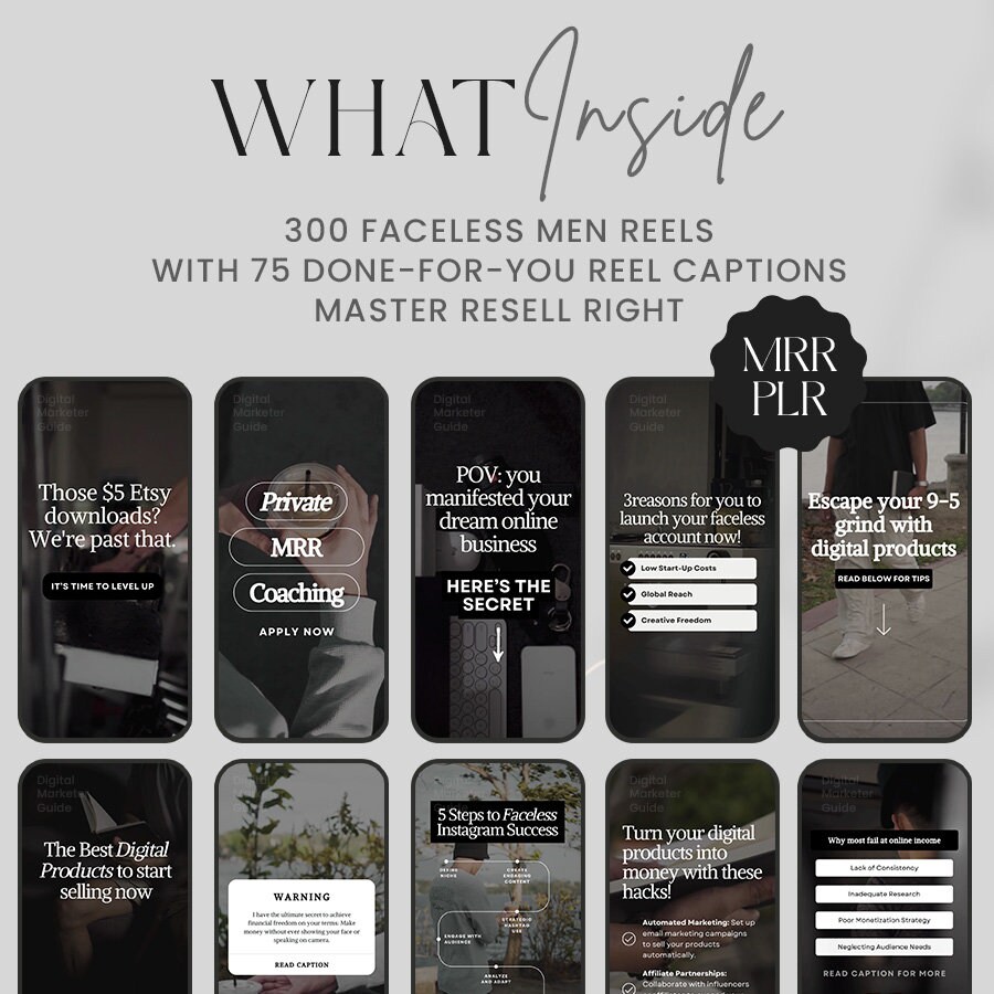 300 Faceless Men Reels Dark Aesthetic With Done for You Content Digital ...