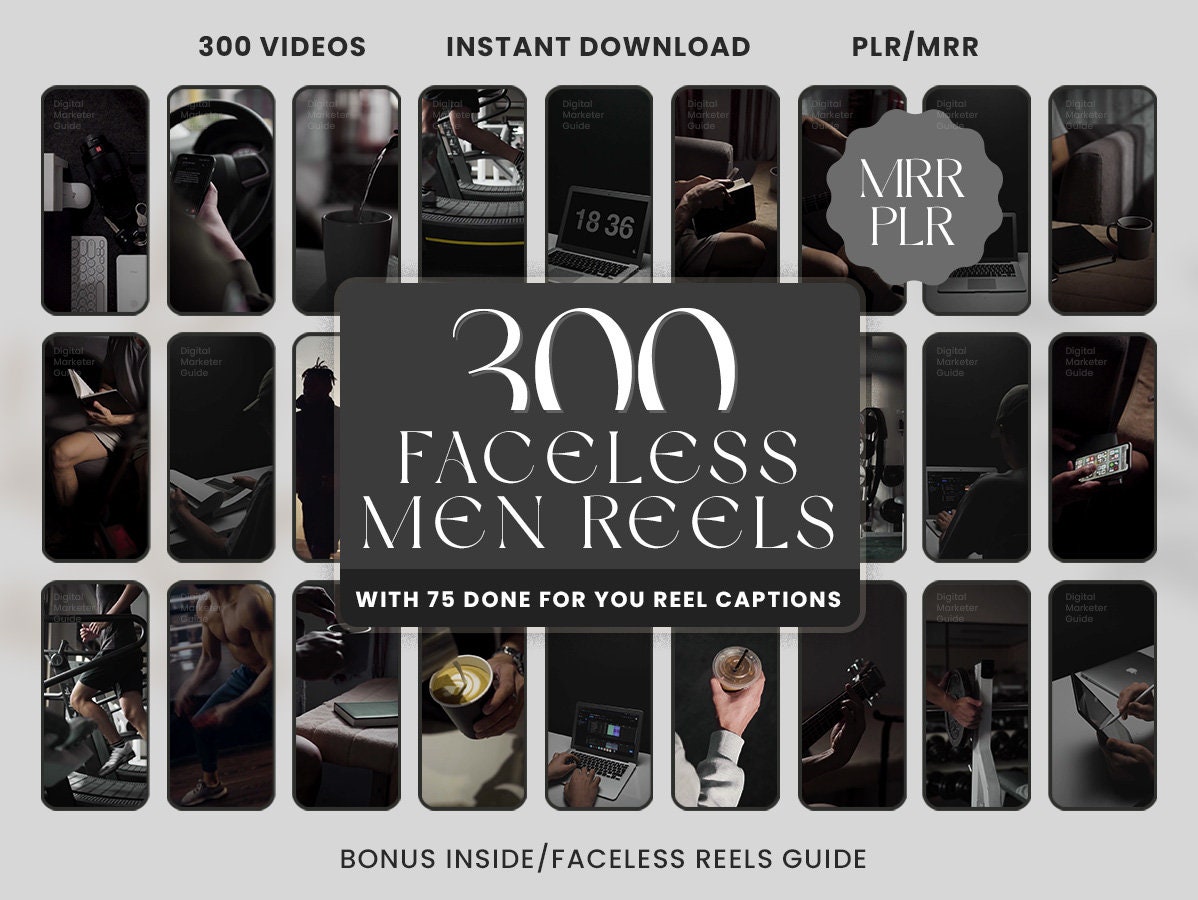 300 Faceless Men Reels Dark Aesthetic With Done for You Content Digital Marketing Videos With ...