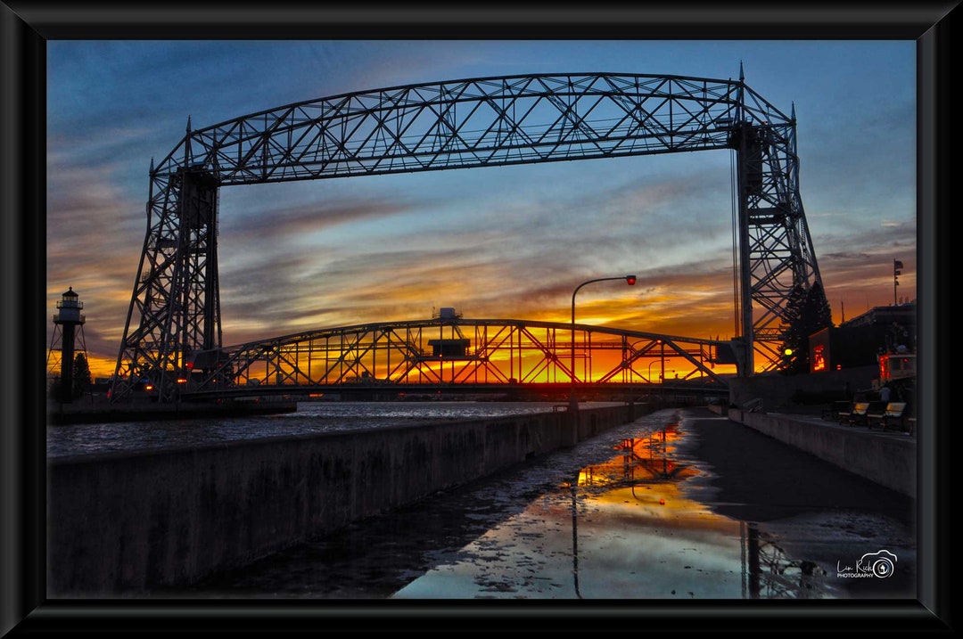 Aerial Lift Bridge Sunset Print: Duluth, Minnesota, Lake Superior ...