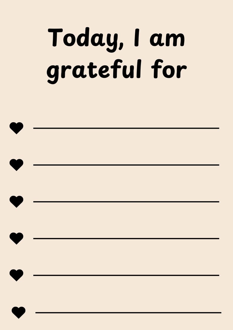 Gratitude List Printable - Etsy