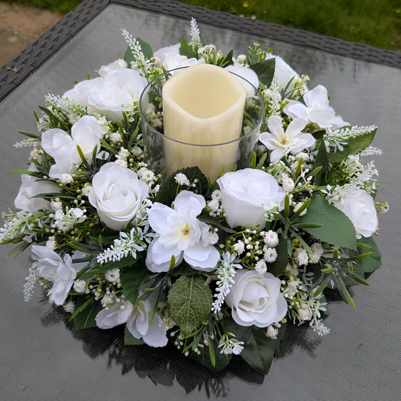 Ivory Candle Centerpiece - Etsy UK