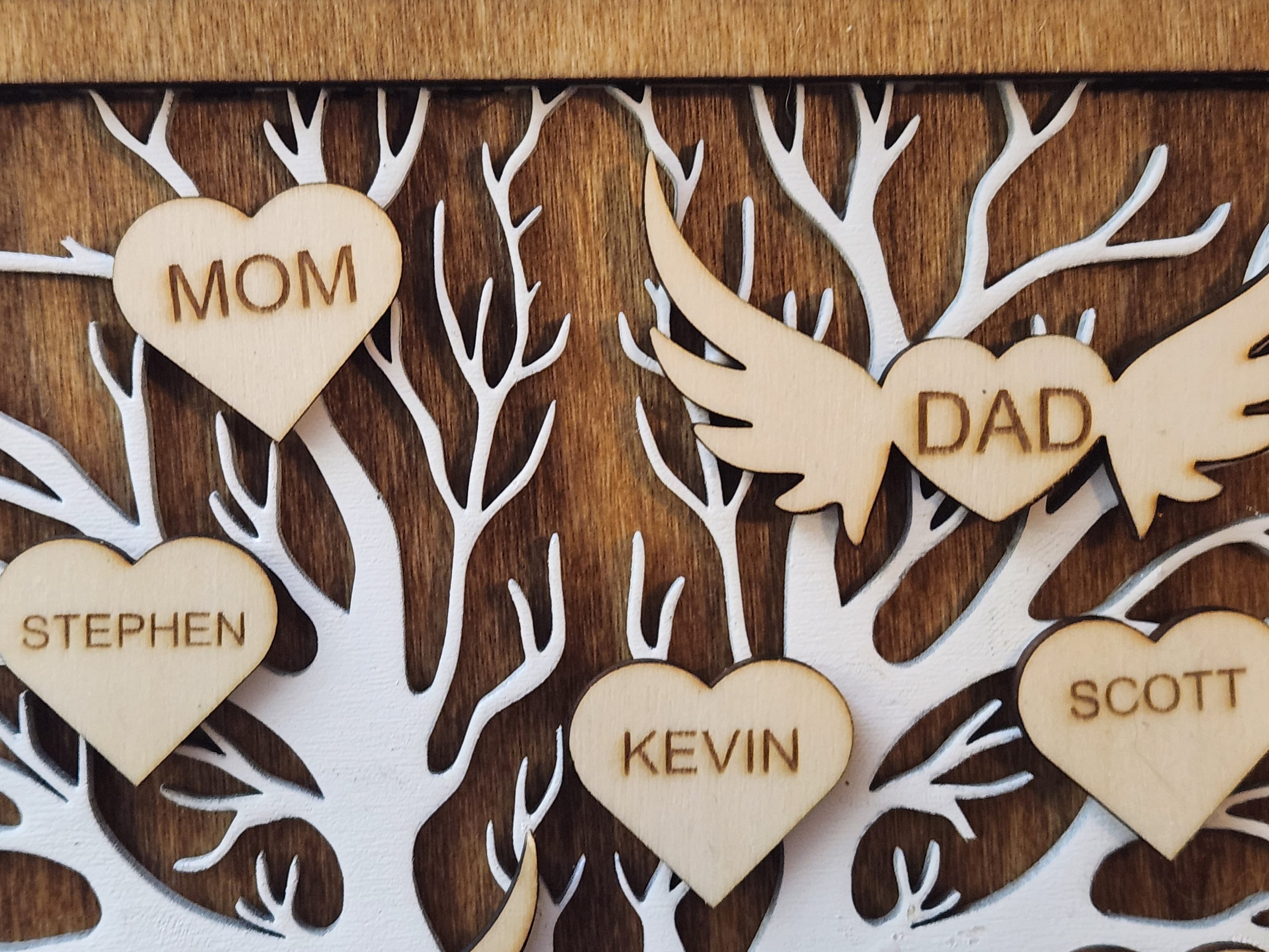Personalized Wooden Circular Family Tree With Hearts - A Symbolic ...