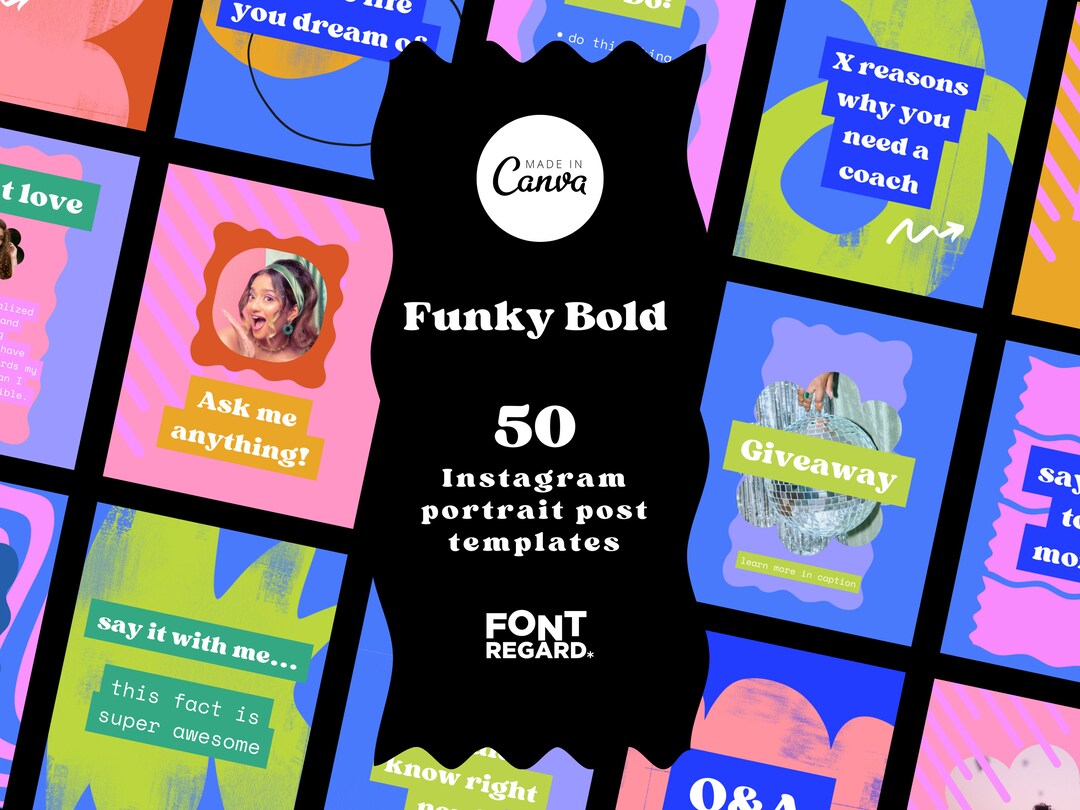 50 Retro, Bright, Funky and Fun Instagram Post Templates | Coaches and ...