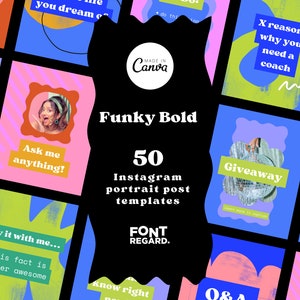 50 Retro, Bright, Funky and Fun Instagram Post Templates | Coaches and ...