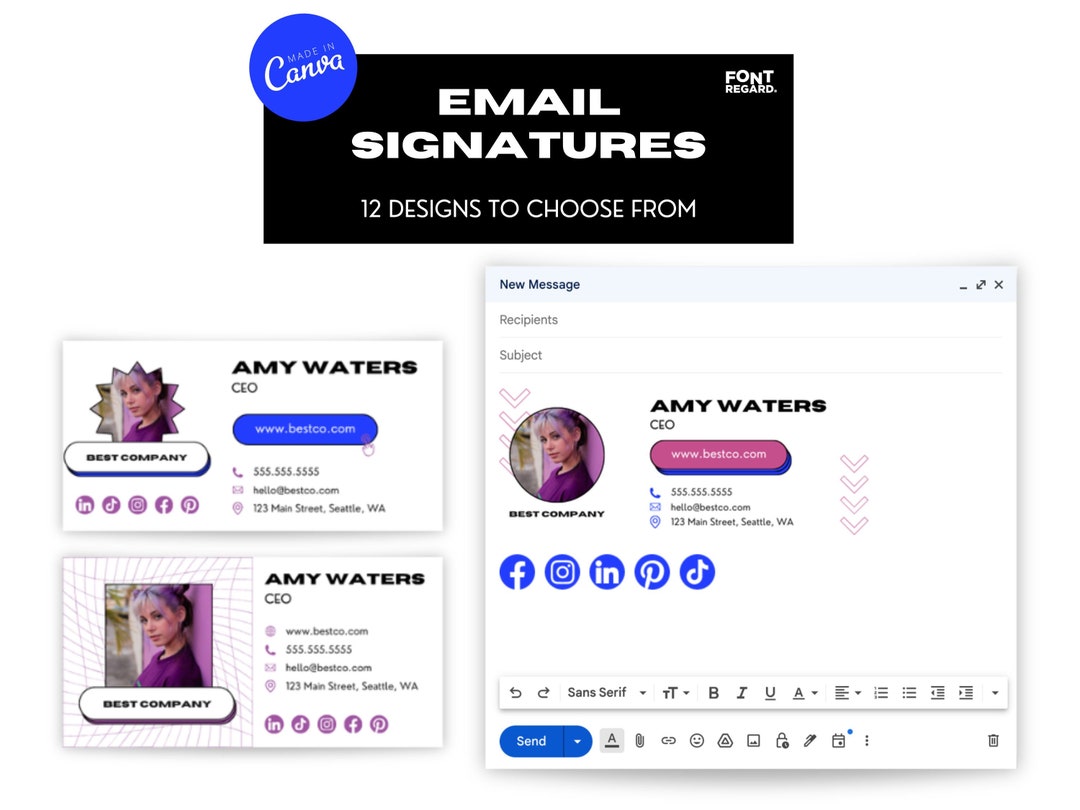 Retro Email Signature Template: Canva Editable Design (digital Download ...