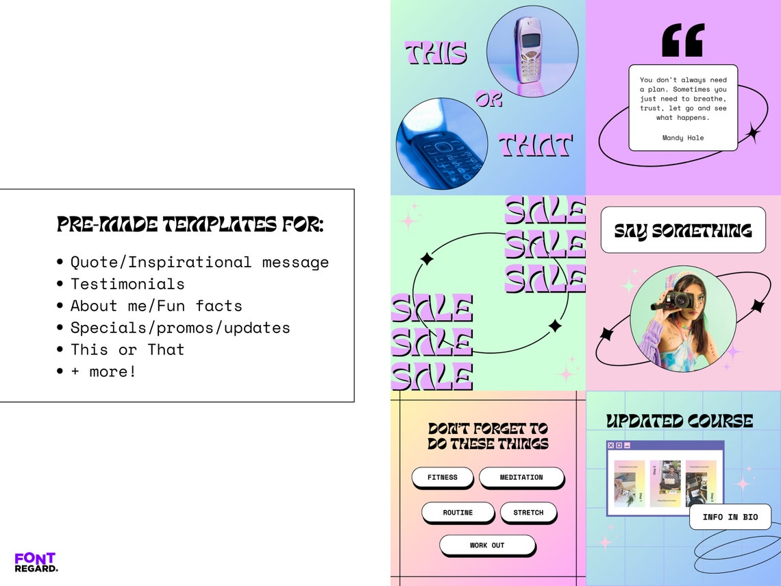RETRO Y2K Funky Pastel Instagram Bundle Post/story Templates Canva ...