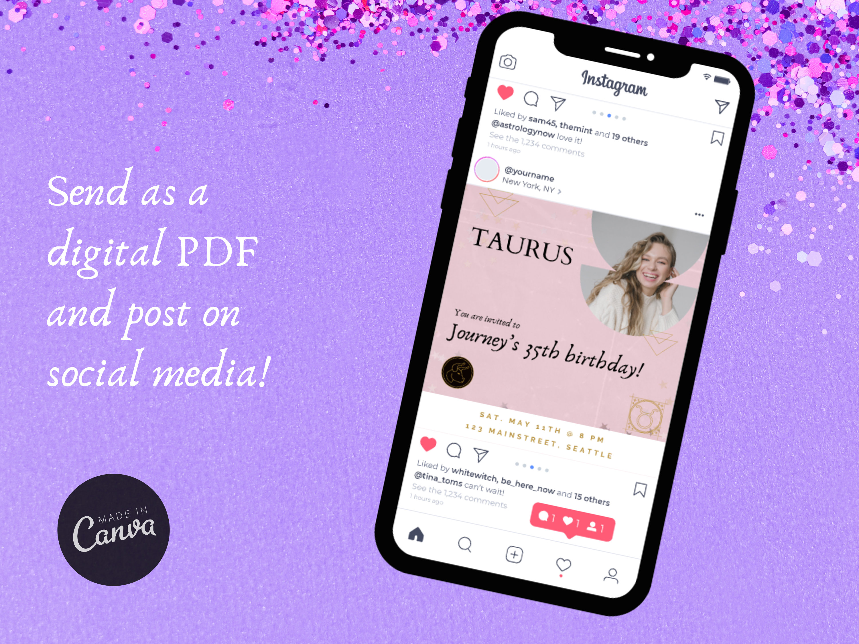 Party Flyer Taurus Birthday Flyer Taurus Bash Flyer Birthday Girl ...