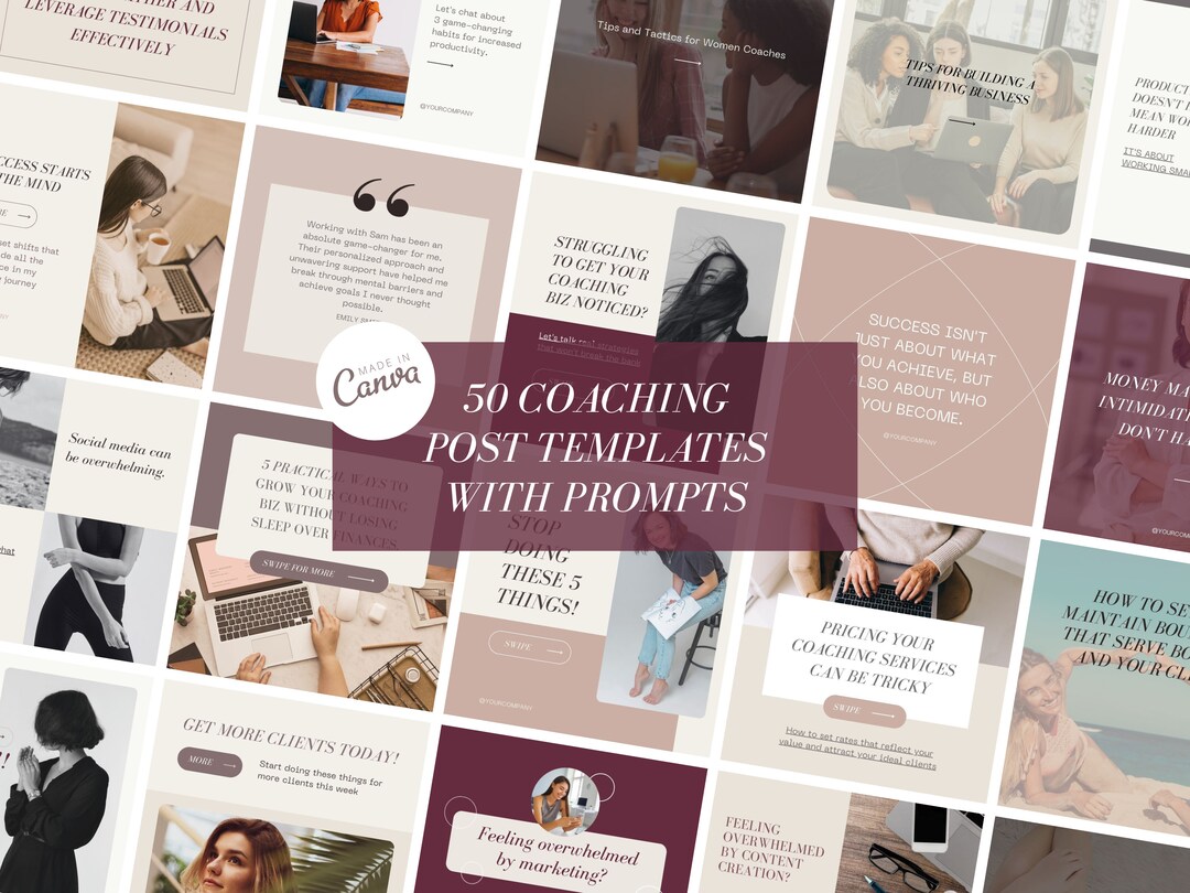 Coaching Instagram Post Templates: 50 Canva Designs (digital Download ...