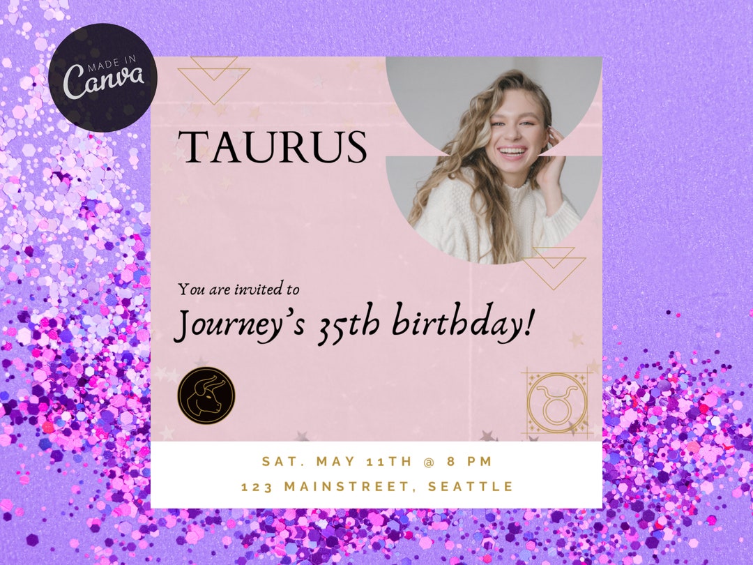 Party Flyer | Taurus Birthday Flyer | Taurus Bash Flyer | Birthday Girl ...