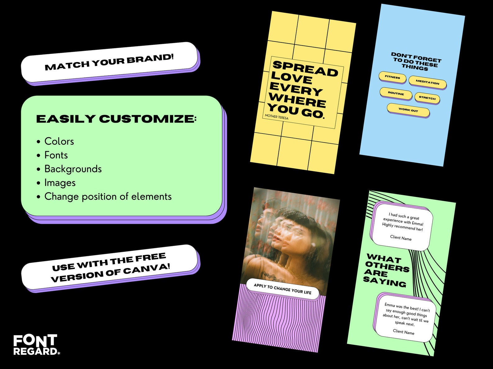 RETRO BOLD PASTEL Funky Instagram Story Templates Canva Coaches ...