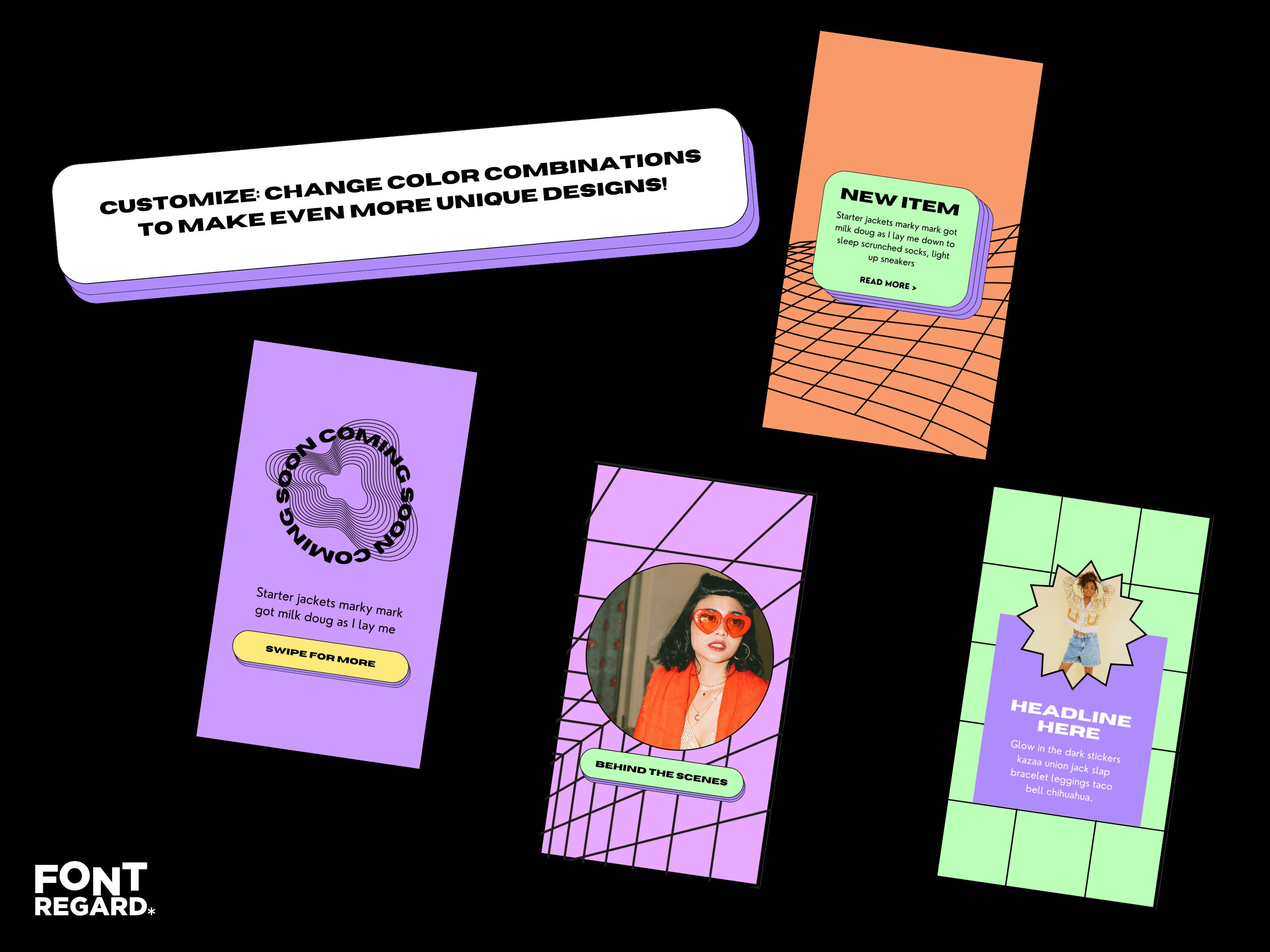 RETRO BOLD PASTEL Funky Instagram Story Templates Canva Coaches ...