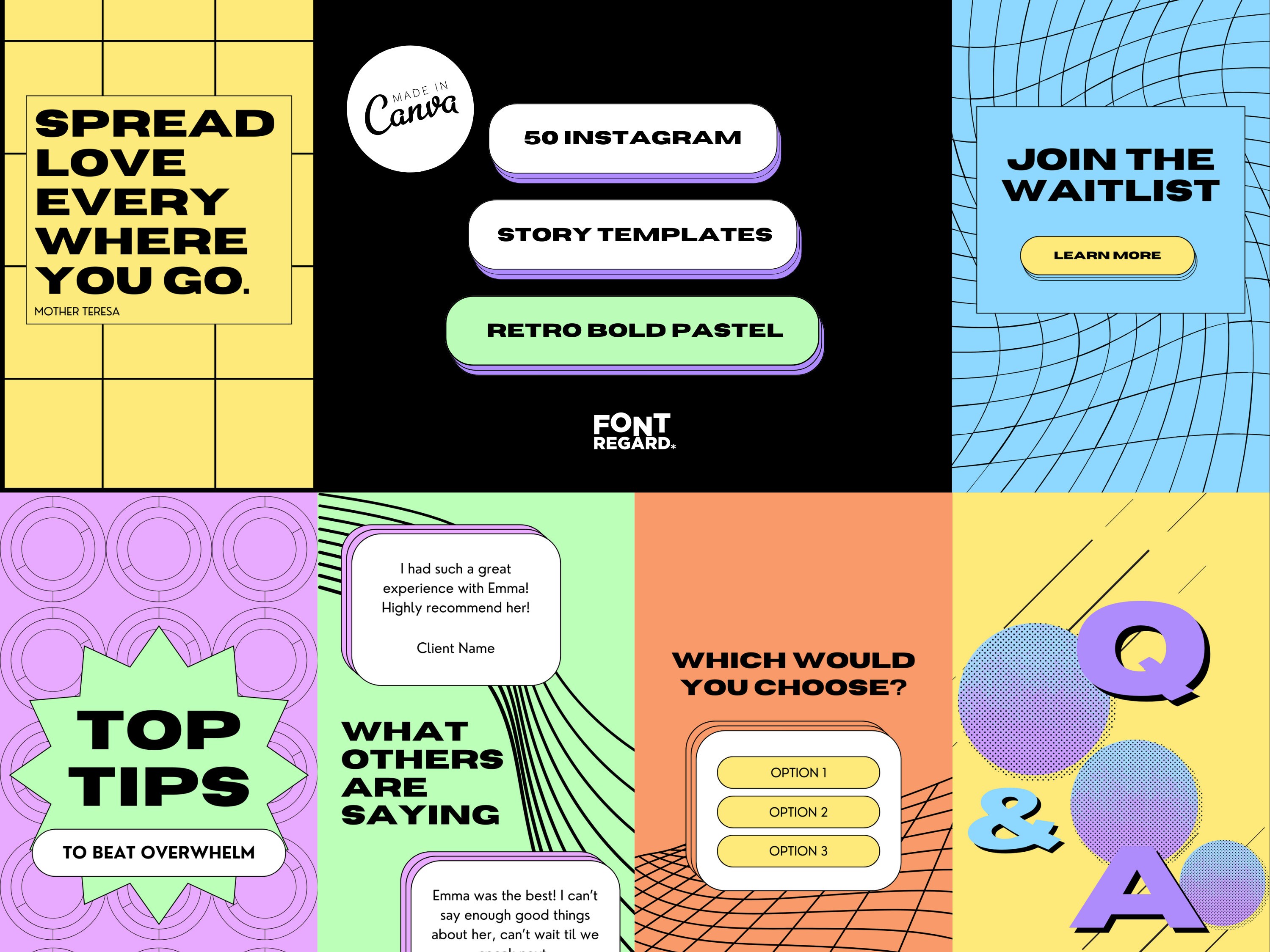 RETRO BOLD PASTEL Funky Instagram Story Templates Canva Coaches ...