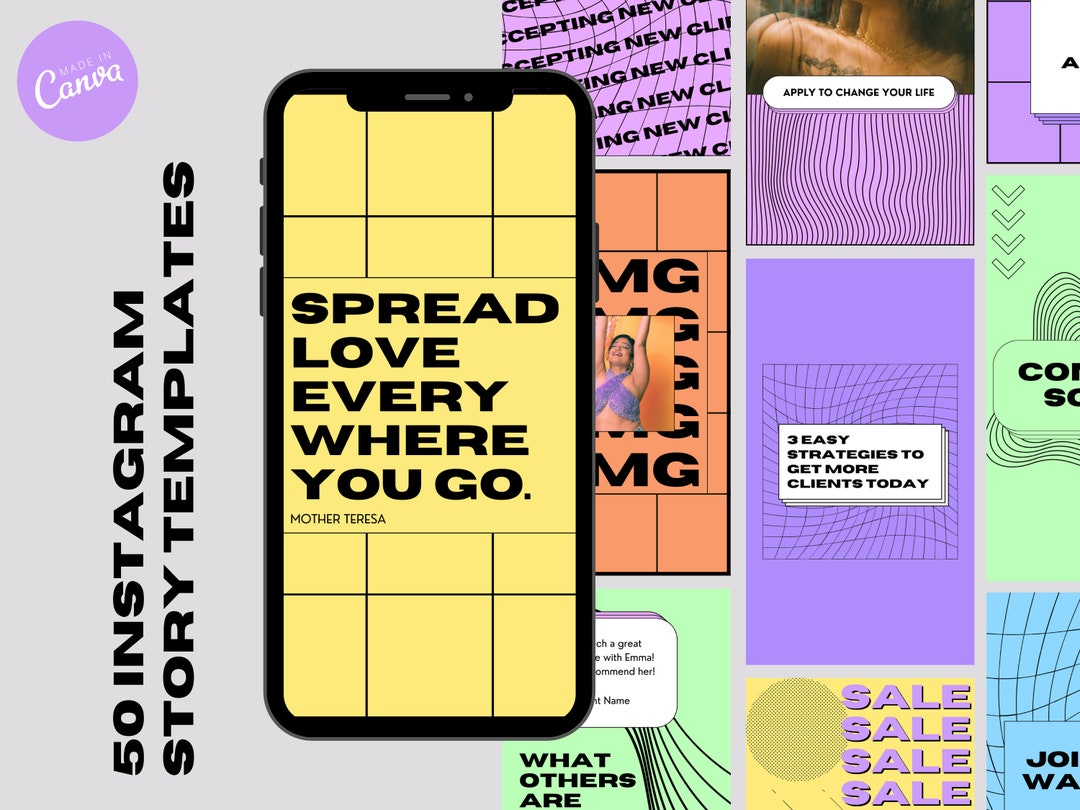 RETRO BOLD PASTEL Funky Instagram Story Templates Canva | Coaches ...