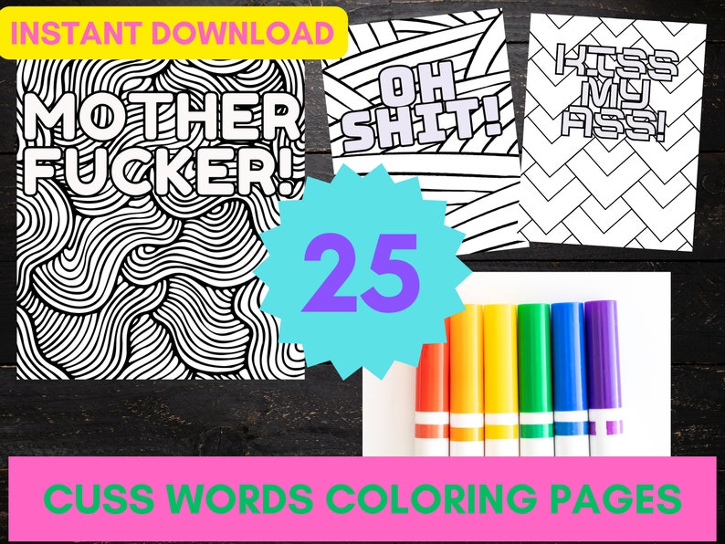 25 Swear Word Coloring Pages for Adults Digital Print Funny Coloring ...