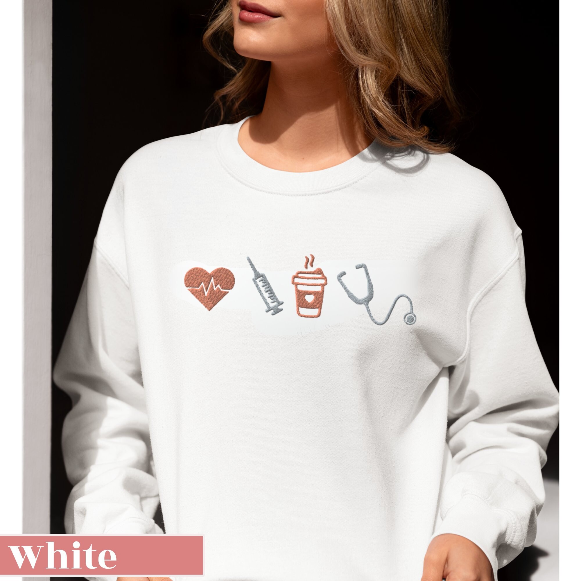 Cute Nurse Embroidered Crewneck Nurse Sweatshirt Embroidered Nurse ...