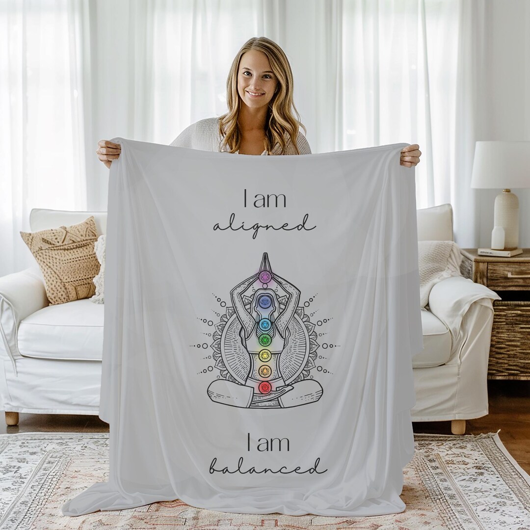 Chakra Plush Blanket, Chakra Blanket, Cozy, Positive Affirmations ...