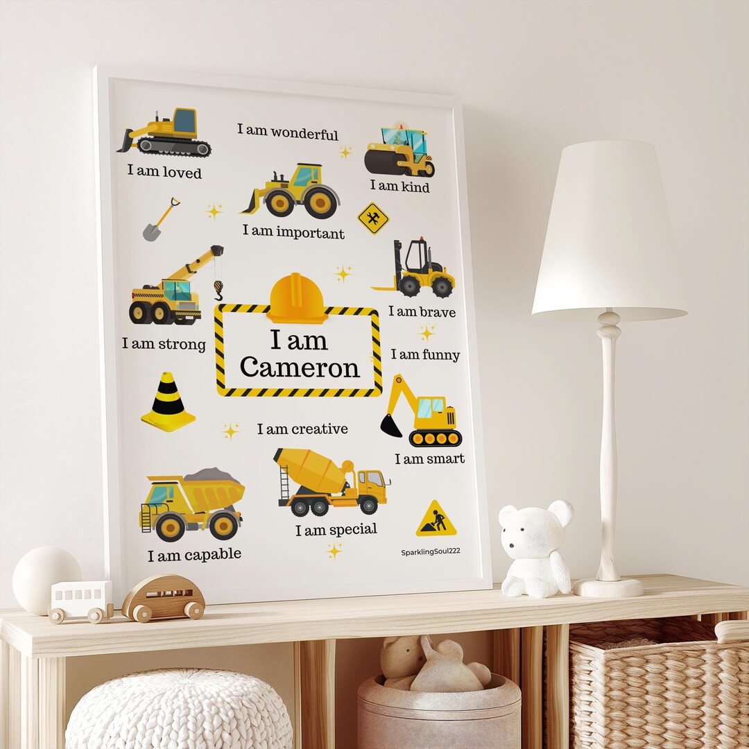 Construction Poster for Kids Personalized,boys Wall Art,boys Room Decor ...
