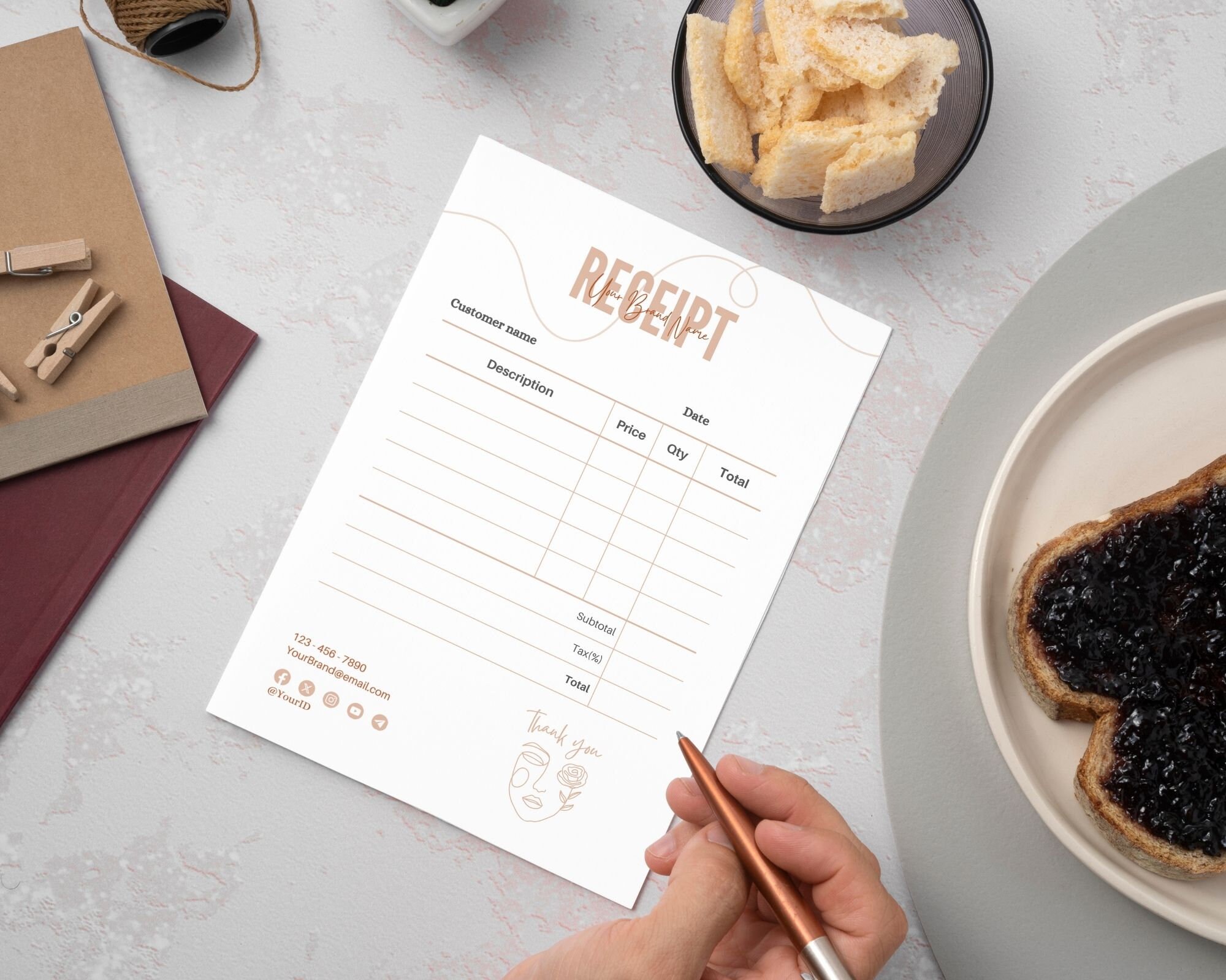Beauty Business Invoice and Receipt Template Editable Canva Ready to ...