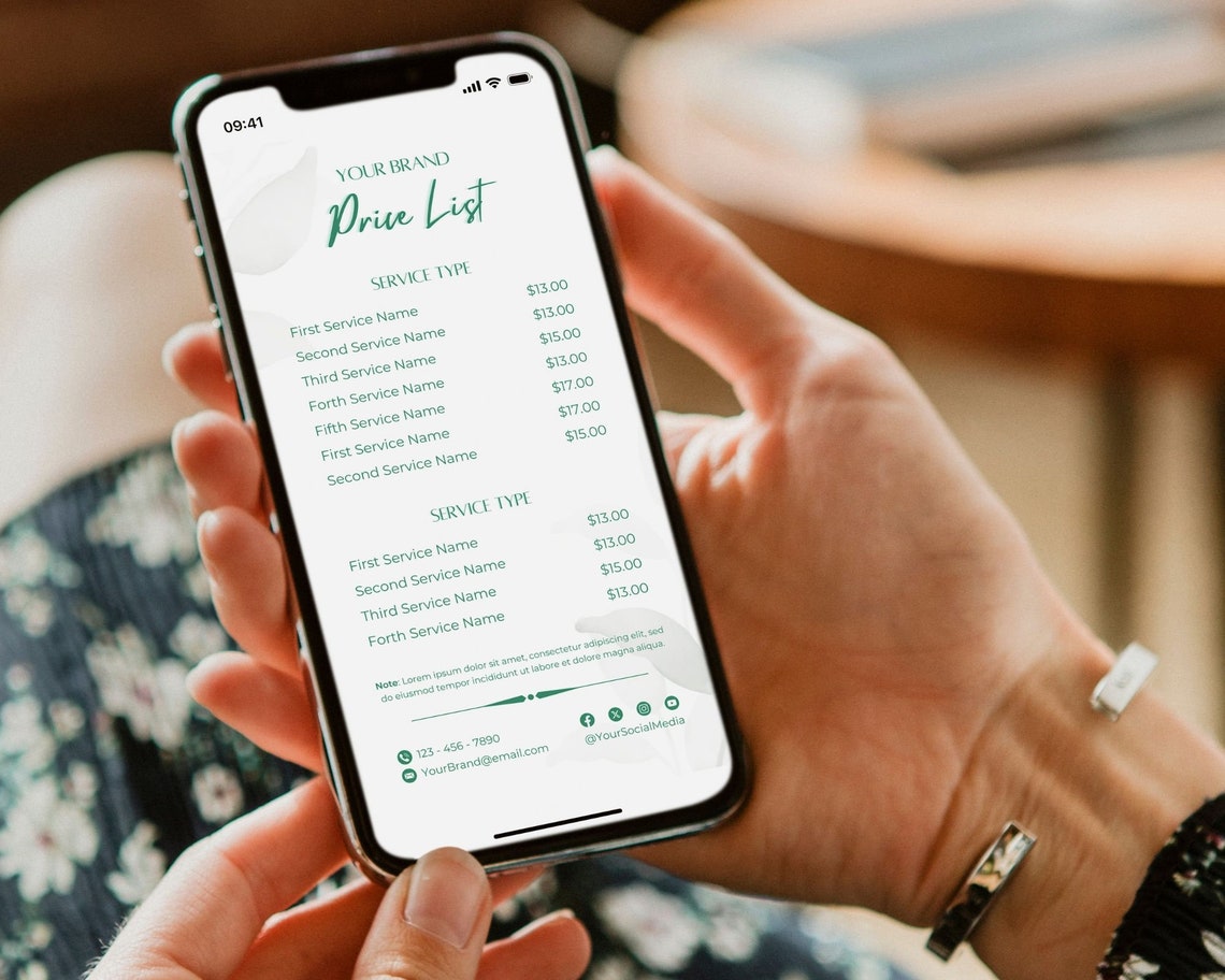 Small Business Menu Editable Template, Price List, Branding Kit, Canva ...