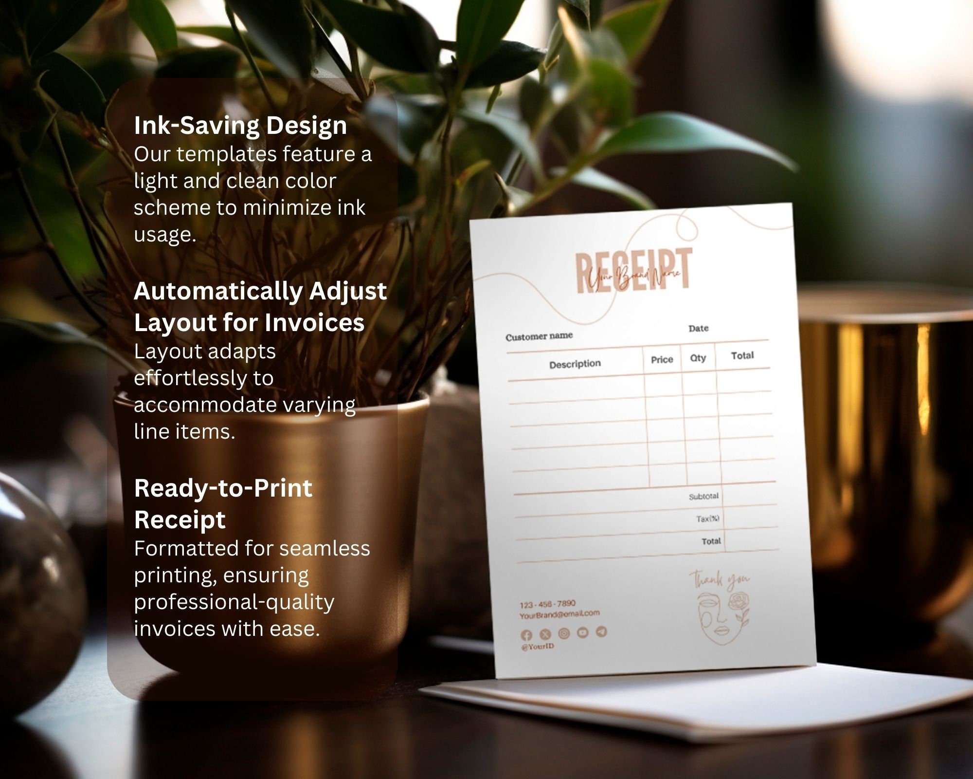 Beauty Business Invoice and Receipt Template Editable Canva Ready to ...
