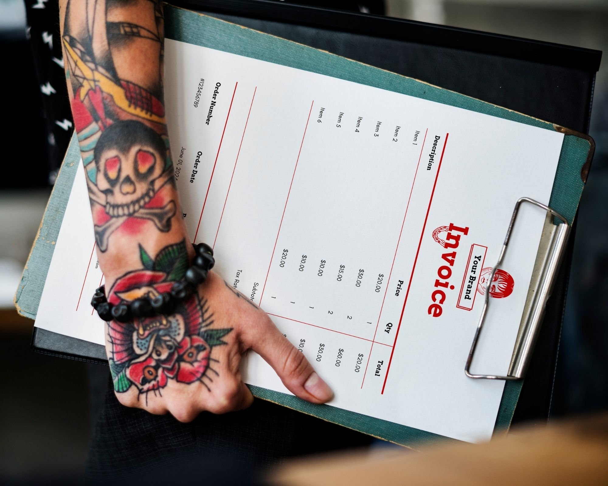 Tattoo Artist Invoice Template, Printable Receipt for Goth Shop ...