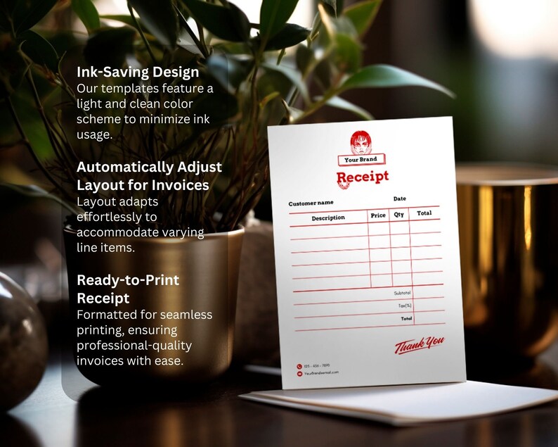 Tattoo Artist Invoice Template, Printable Receipt for Goth Shop ...