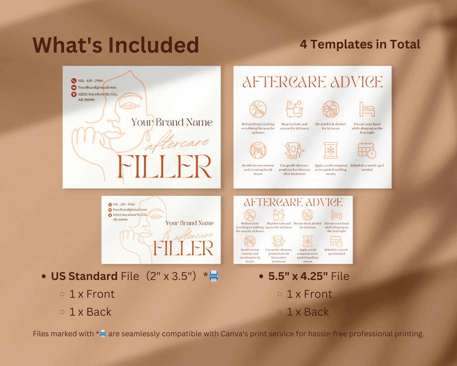 Filler Aftercare Card Template, Editable Care Instructions, Printable ...
