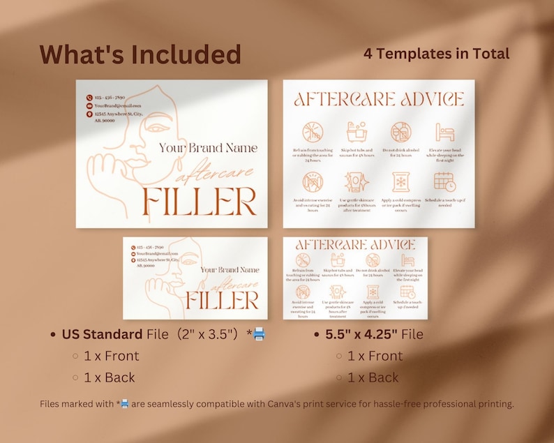 Filler Aftercare Card Template, Editable Care Instructions, Printable ...