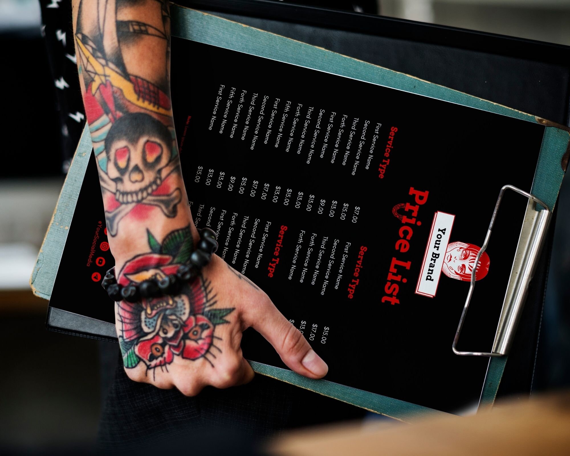 Tattoo Artist Price List, Feminine Goth Shop Menu, Scan to Pay Editable ...