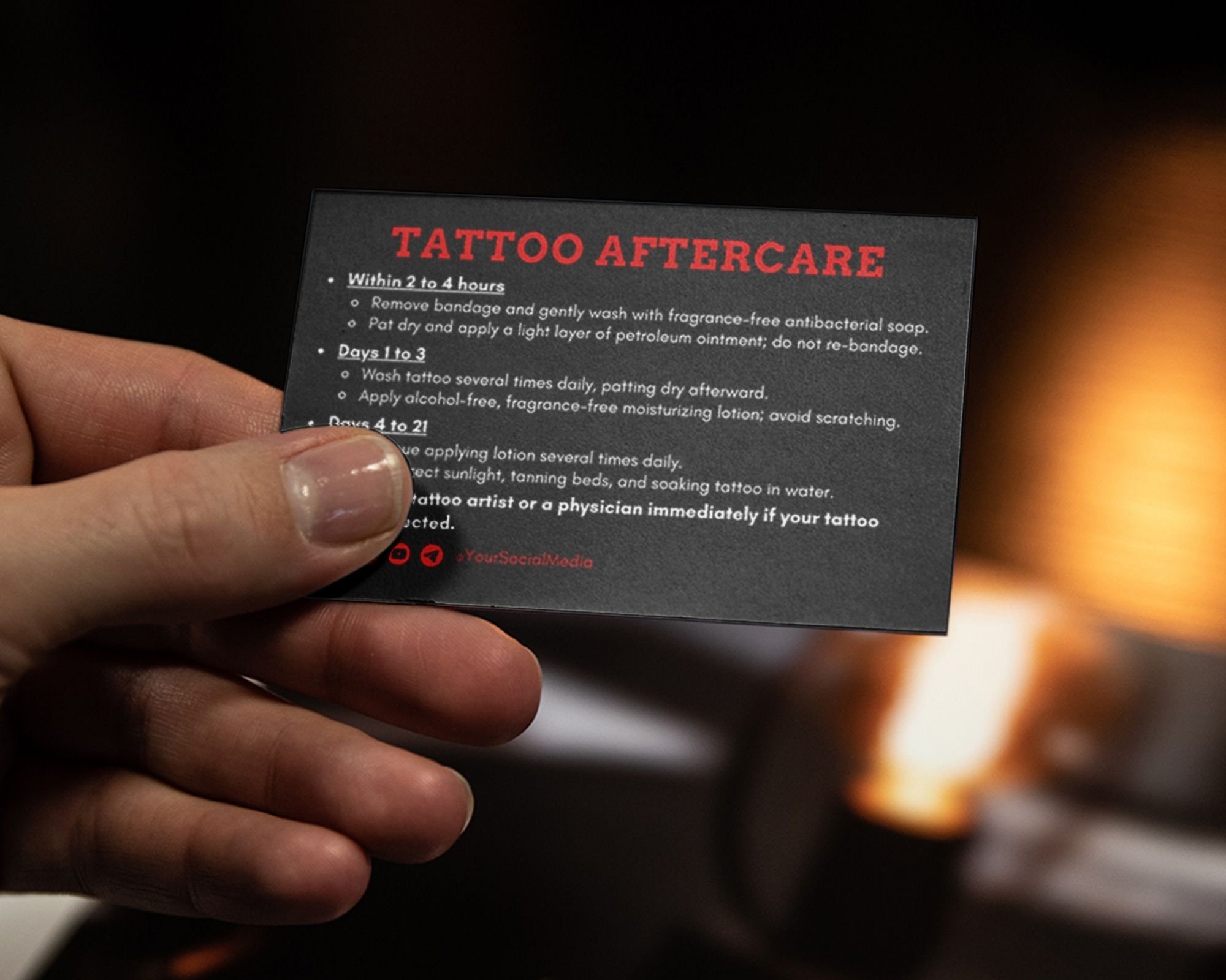 Tattoo Aftercare Card Template, Editable Care Instructions, Printable ...