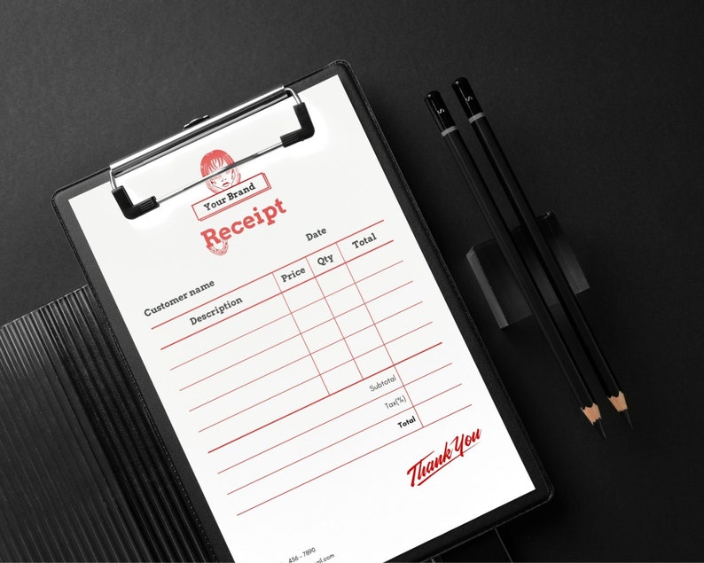 Tattoo Artist Invoice Template, Printable Receipt for Goth Shop ...