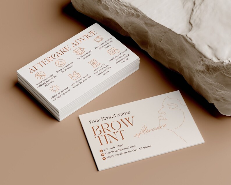 Brow Tint Aftercare Card Template, Editable Brow Tint Instruction Card ...