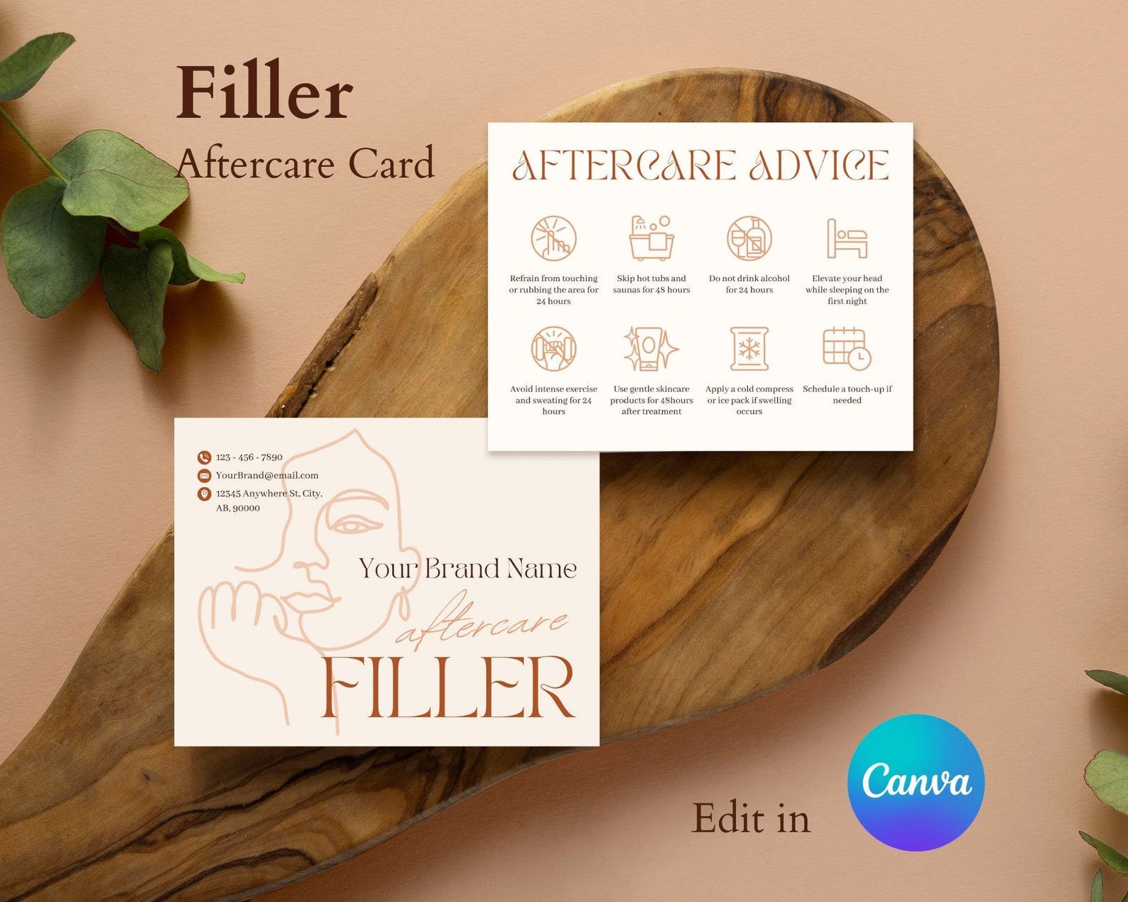 Filler Aftercare Card Template, Editable Care Instructions, Printable ...