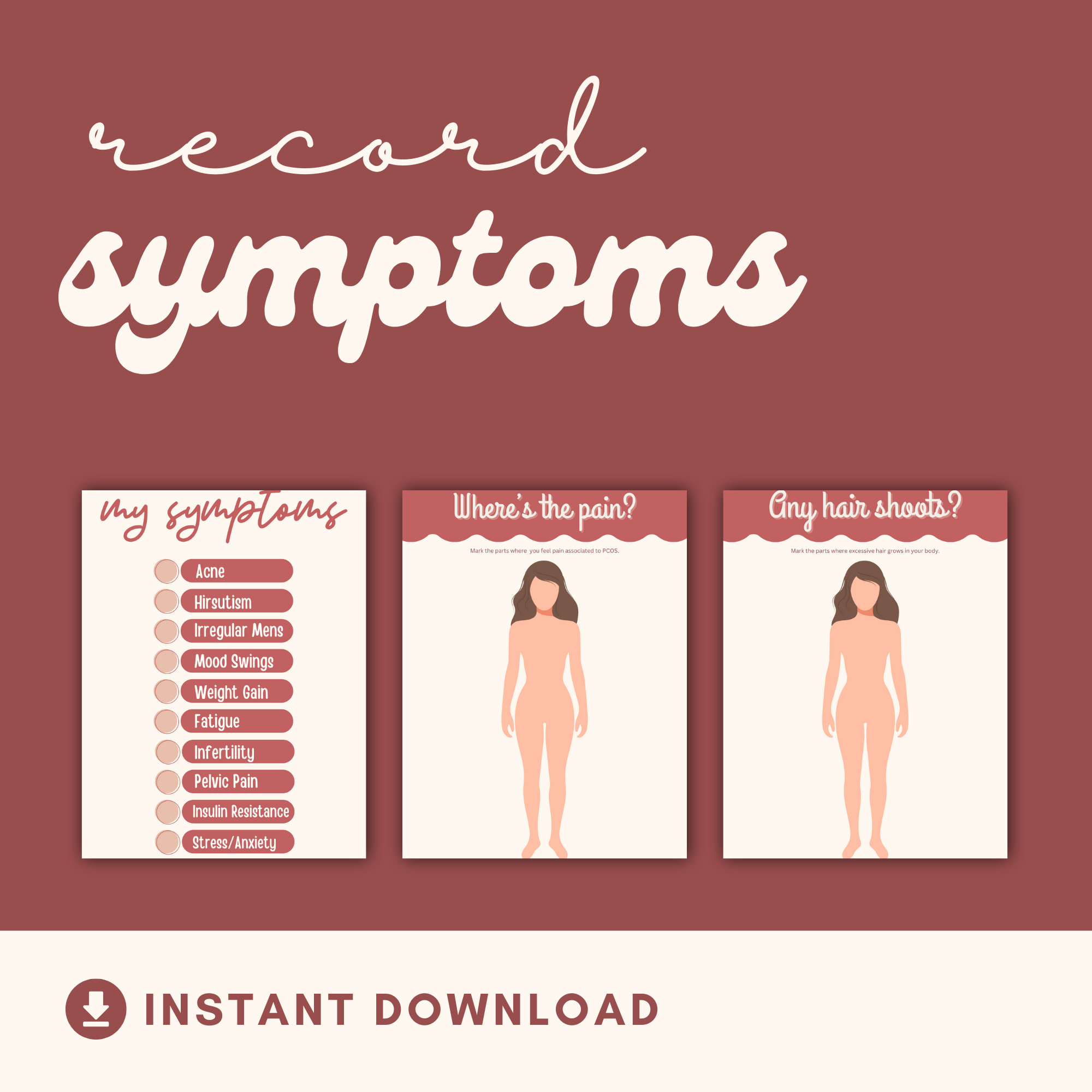 Living With PCOS Aesthetic Journal Printable | PCOS Symptoms Tracker ...