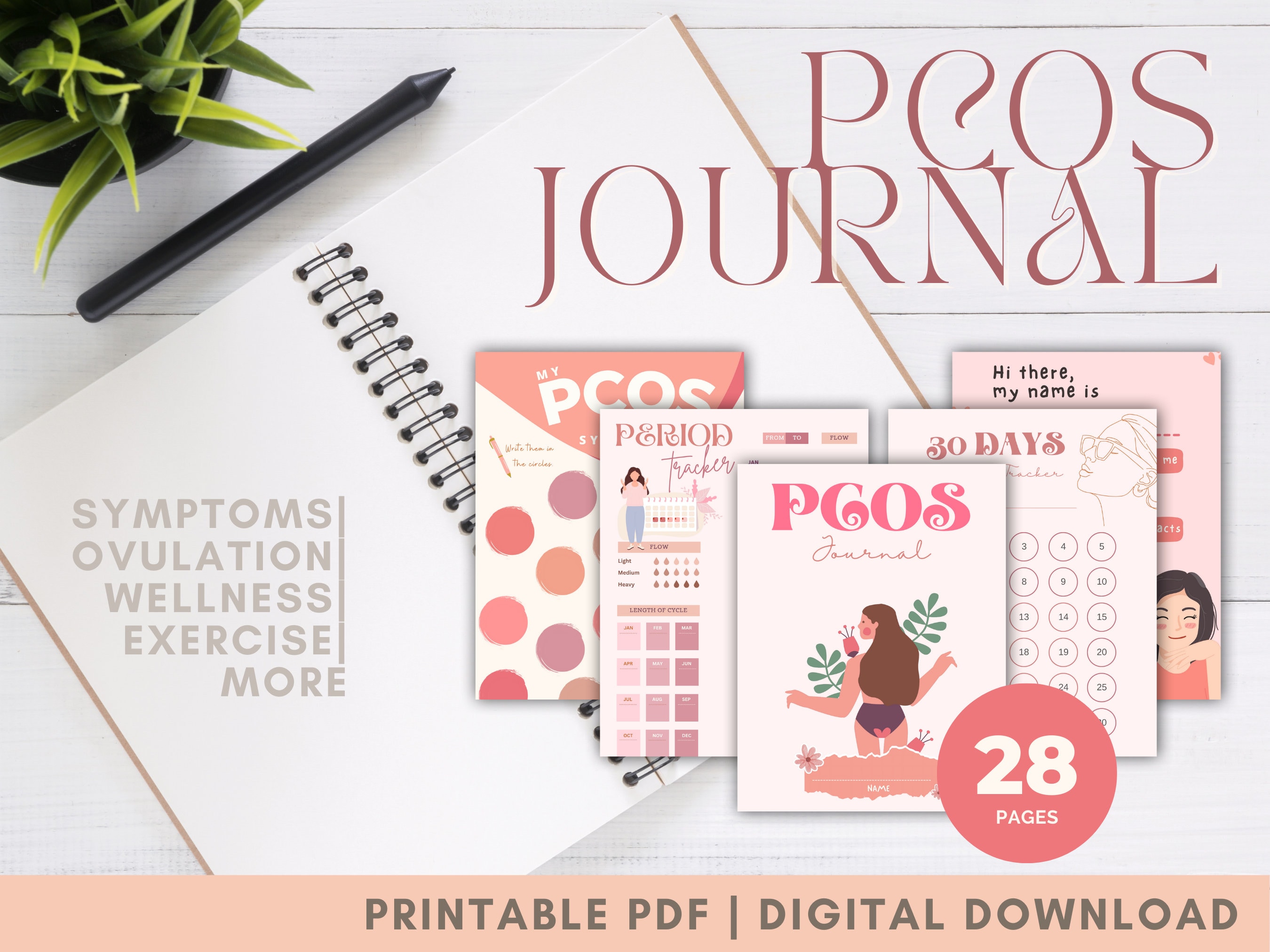 PCOS Journal Tracker Printable | PCOS Symptom | Period Tracker ...