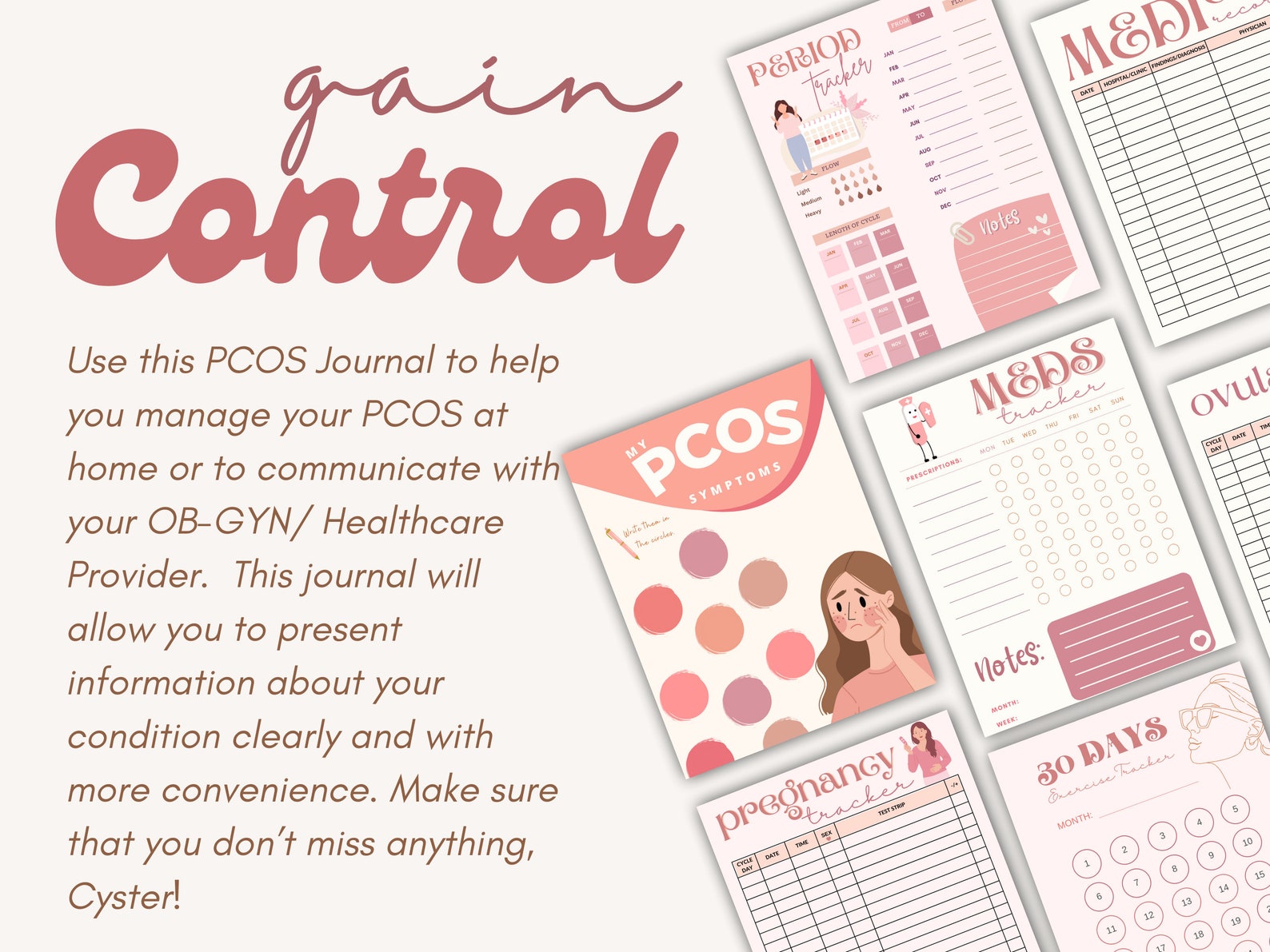 PCOS Journal Tracker Printable | PCOS Symptom | Period Tracker ...